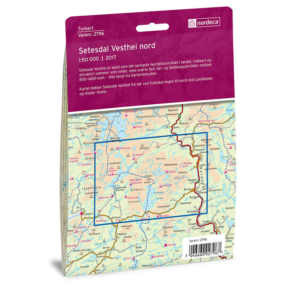 Setesdal Vesthei nord Nordeca Turkart 1:50 000 2796 - DNTbutikken